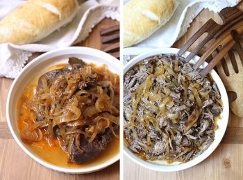 Slow Cooker Beef Au Jus Sandwiches - SueBee Homemaker