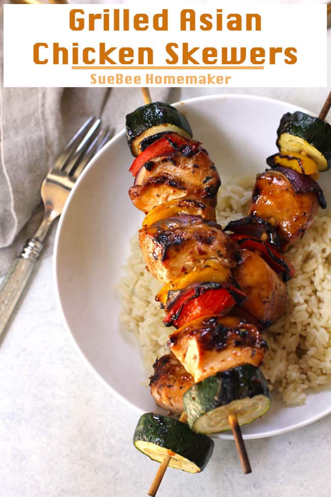 Grilled Asian Chicken Skewers - SueBee Homemaker