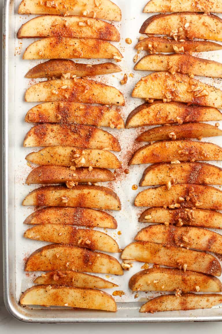 Healthy Baked Garlic Home Fries - SueBee Homemaker