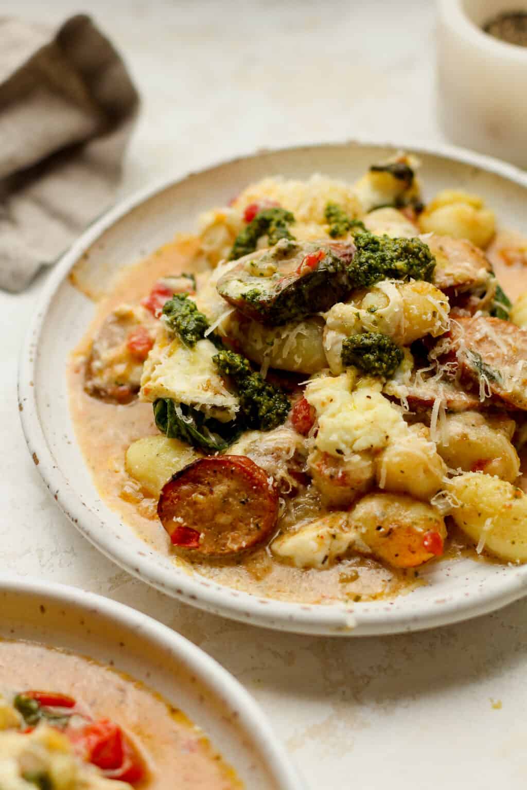 Creamy Pesto Gnocchi with Sausage - SueBee Homemaker