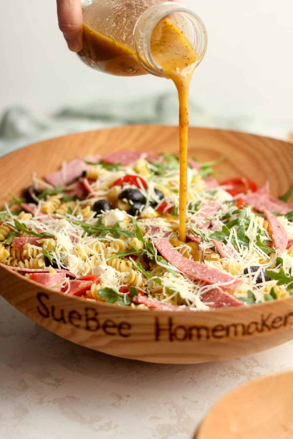 Zesty Italian Pasta Salad with Creamy Italian Dressing - SueBee Homemaker