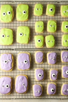 Easy Frankenstein Cookies with soft buttery icing - SueBee Homemaker